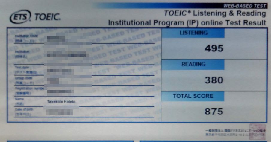 TOEIC adaptive テスト – Takekida's log
